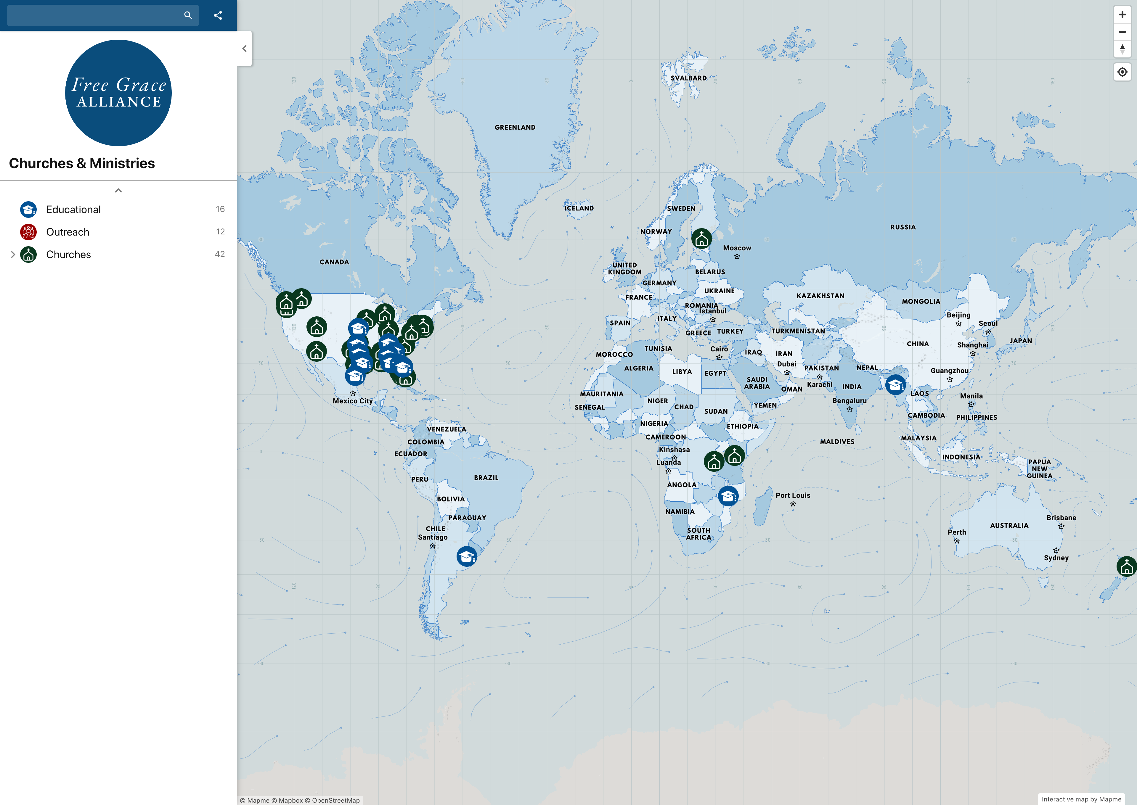 Free Grace Ministries | Interactive Map
